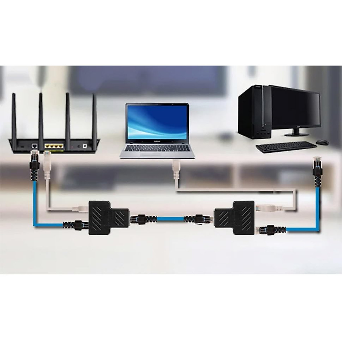 ChenYang RJ45 Splitter Adapter Cat6 RJ45 8P8C Socket 1 to 2 Ethernet Network LAN Ethernet Splitter Connector Adapter