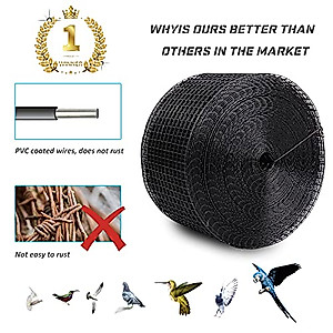 MEFBANT Solar Panel Bird Guard Mesh 7.99In x100 Ft 70 Aluminum Fasteners Solar Critter Guard Solar Panel Pigeon Guard Bird proofing Solar Panel Bird mesh PVC Coated Galvanized net Pigeon Deterrent