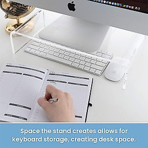 Homeries Acrylic Monitor Stand (3.7 Inches High) | Universal Computer Riser for Home, Office, Business, Desk, Gamers | Multi Media Platform Lift for Laptop, Printer, TV Screen, PC |Extra Storage Space