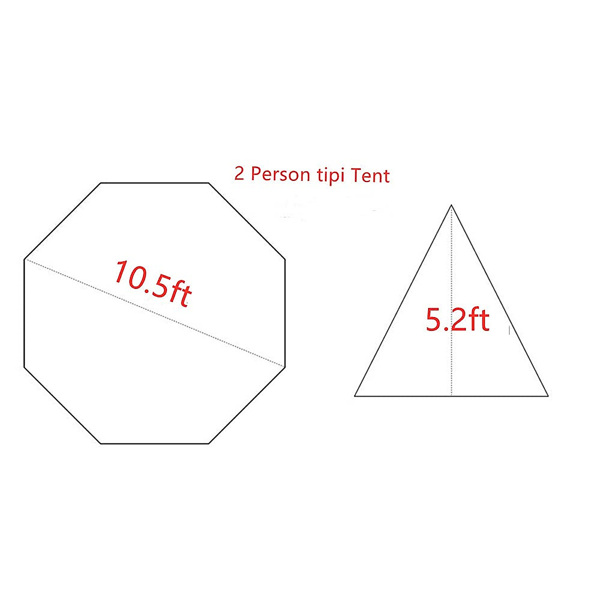 Genma0 Ultralight 2 Person Tipi Hot Tent with Fire Retardant Stove Jack for Flue Pipes with 2 Doors Brown Green (Brown-Green)