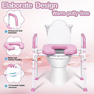 TOIRP Raised Toilet Seat with Handles, Easily Adjust Width and Height Commode Chair for Toilet, 400 LBS Toilet Seat for Seniors, Disabled and Pregnant, Fit for Any Toilet and Space Saving