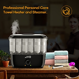 Towel Steamer-Hot Towel Warmer 600 W Tabletop Moist Towel Heater, Holds up to 18 Towels,30 Minute Auto Shut Timer,Professional Salon Equipment Towel Warmer for Facials,Spa,Barbers,Massage (Black)