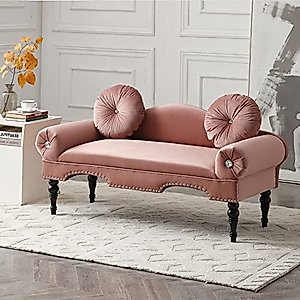 CALABASH Comfy Loveseat Sofa Small Rose Couch Small Spaces, Small Love Seat Bedroom, Mid Century Modern Couches Living Room Dorm Office, 2 Seater Tufted Deep Seat Sofas, 54”W(Pink)