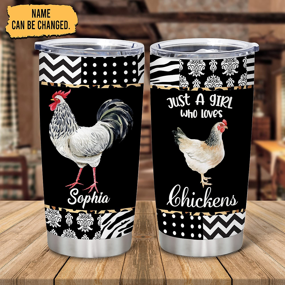 Hyturtle Personalized Chicken Tumbler Gifts for Chicken Lovers - Chicken Farm Birthday Gifts for Women - Chicken Lady Tumbler - Girl Love Chickens Rooster Hen Custom Name 20oz Stainless Steel Tumbler