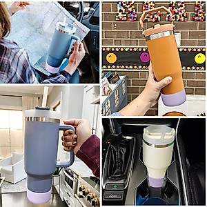 AIERSA 2Pcs Silicone Boot Sleeve for Stanley Quencher 40 oz 30 oz Tumbler with Handle & for IceFlow 20oz 30oz, Protective Water Bottle Cup Bottom Bumper Cover for Stanley Tumbler Accessories, Wisteria