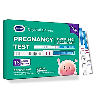 DAVID Pregnancy Tests Kit HCG Pregnancy Tests Strips Early Detection,Accurate and Reliable Results 6 Days Earlier Than The Missed Period - 6 Lightweight Midstream Sticks and 10 Strips (16 Pack)