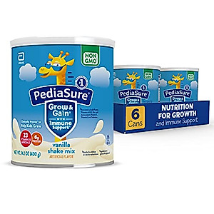PediaSure Grow & Gain Non-GMO and Gluten-Free Shake Mix Powder, Nutritional Shake For Kids, With Protein, Probiotics, DHA, Antioxidants*, and Vitamins & Minerals, Vanilla (48 servings ââ‚¬â€œ 6 cans)