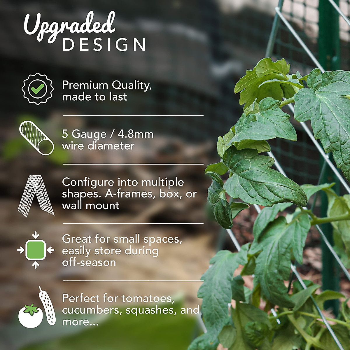 GOLETIO Cucumber Trellis for Raised Bed - 35" x 55" Garden Trellis for Climbing Plants Outdoor - A Frame Trellis for Climbing Vegetables with Plant Support Clips and Gloves