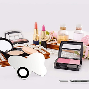 2 Pack Makeup Palette and Spatula Set，Professional Stainless Steel Cosmetic Mirror Lady Mixing Palette Tool With 6 Pcs Sponge Eyeshadow Makeup Applicator With Handle + 2 Shapes Silicone Lip Mask Makeu