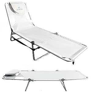 Ostrich Outdoor Folding Adjustable Recliner Chaise Lounge Chair for Beaches, Lakes, and Backyard Pools with Backpack Carrying Straps & Storage Bag