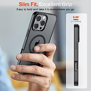 SUPFINE Magnetic for iPhone 16 Pro Case (Compatible with MagSafe) (Military Grade Drop Protection) Slim Translucent Matte Shockproof with Anti-Fingerprint Phone Case,Black