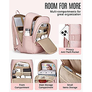 LIGHT FLIGHT Women Backpacks Laptop Backpack for Women 17.3 inches Computer Bags for Work Travel College, Gifts for Women, Pink