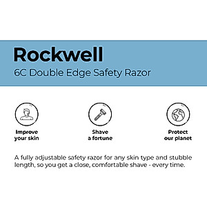 ROCKWELL RAZORS 6C Gunmetal Chrome Double-Edge Safety Razor with 6 Adjustable Shave Settings and 5 Blades