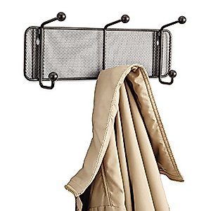 SAF6402BL - Safco Onyx Mesh Sturdy 3-Hook Garment Wall Rack