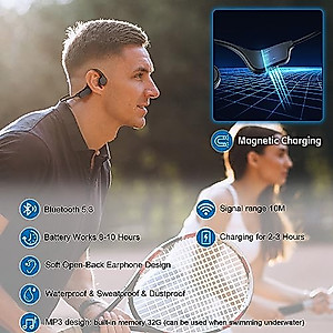 IFECCO Bone Conduction Headphones Bluetooth 5.3 - IP68 Waterproof Swimming Headphones,Wireless Open Ear Headphones with 32G Mp3 Player Built-in Mic for Sport Running Cycling Workouts