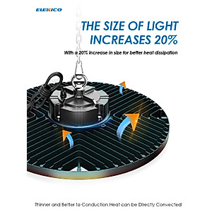 ELEKICO UFO Led High Bay Light, Upgrade Super Bright 350w 52500lm 5000k High Bay Led Shop Lights with Us Plug 5' Cable, Led Shop Lights for Garage Workshop Factory Barn Gym Warehouse 4 Pack