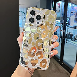 Jmltech for iPhone 13 Pro Max Case Leopard Girly Women Cute Clear Slim Glitter Cheetah Floral Hybrid Silicone Bumper Hard Back Shockproof Phone Case for iPhone 13 Pro Max (Leopard)