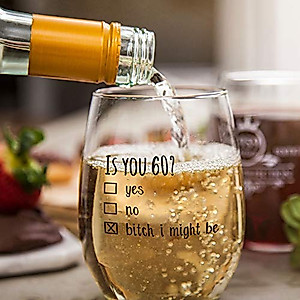 60th Birthday Gifts for Women and Men Wine Glass - Funny Is You 60 Gift Idea for Mom Dad Husband Wife – 60 Year Old Party Supplies Decorations for Him, Her - 15oz