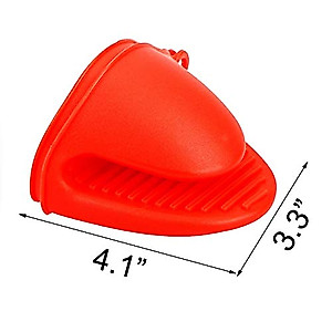 Acronde 2 Pairs Mini Oven Gloves Silicone Heat Resistant Cooking Pinch Mitts Potholder for Kitchen Cooking & Baking (Red and Blue)