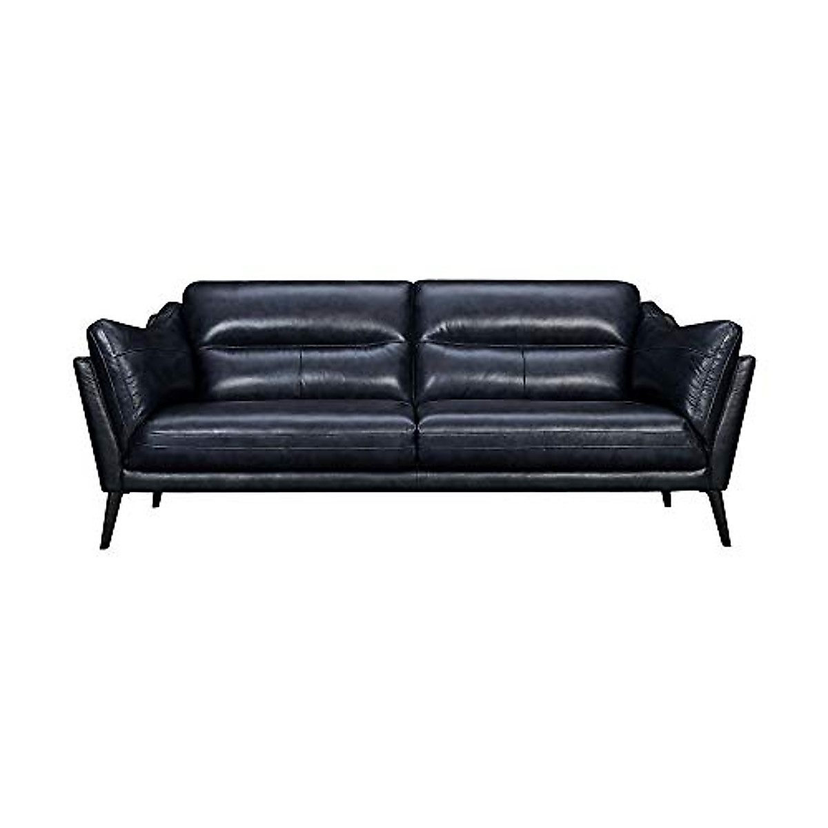 Armen Living Franz 87" Modern Leather Sofa, Blue Midnight