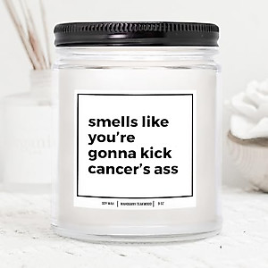 YouNique Designs Strength Gifts for Cancer Patients 8oz Candle - Thoughtful Gifts for Cancer Patients - Cancer Gifts for Women, Cancer Gifts for Men, Gift for a Cancer Patient (Mahogany Teakwood)