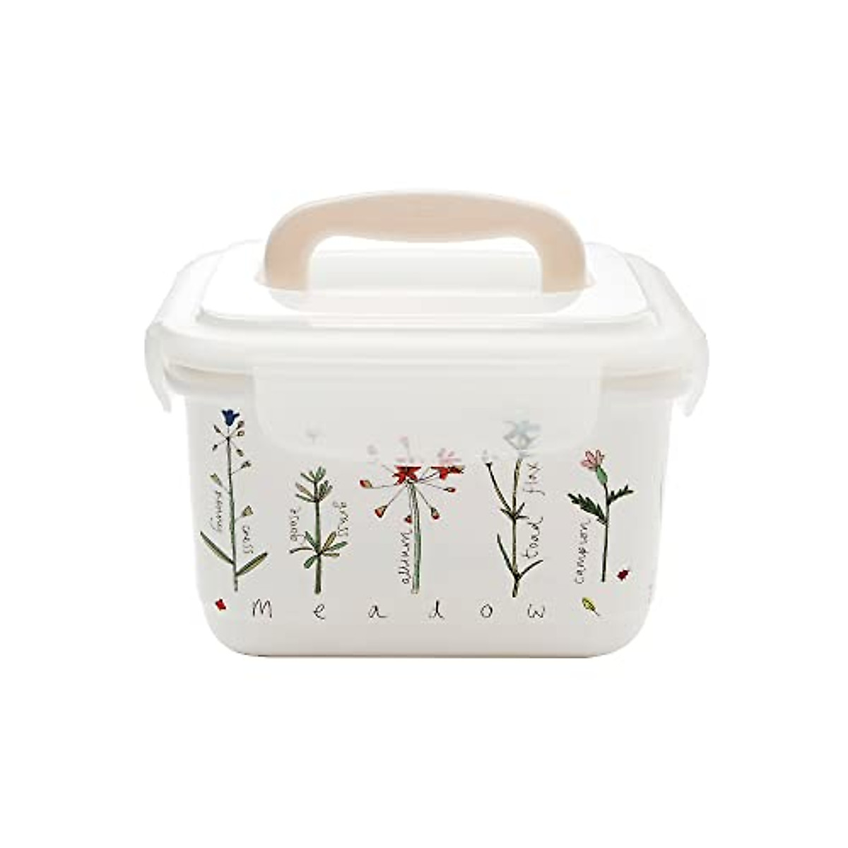 RACHEL BARKER Meadow Flower Porcelain Serve and Store Airtight Large Container (120OZ)