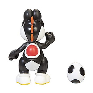 Super Mario Action Figure 4 Inch Black Yoshi Collectible Toy with Egg Accessory