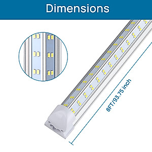 (10-Pack), 8FT LED Shop Light Fixture,Super Bright 120W 6000K/White 19000LM Hanging/Surface Mount 8 Foot Led Lights, 4 Rows V Shape 96" LED Shop Lights,Linkable T8 LED Tube Lights for Garage Warehouse