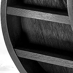 TopMoon Wooden Moon Shelf - Black Moon Decor for Bedroom, Bathroom, Living Room - Hanging Crescent Moon Shelf for Crystals, Stone Display - Moon Shaped Wall Decor for Essential Oil, Perfume - 14"x12"