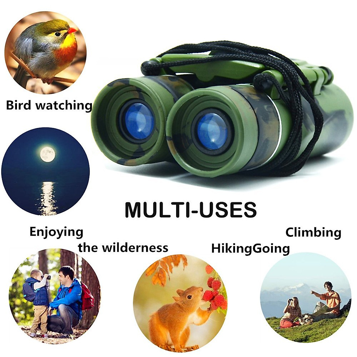 Mini Compact Kids Binoculars 8x21 Binoculars for Kids Telescope Toys for 3-12 Years Boys Girls Binoculars for Kids Gift Kids Binoculars for Bird Watching, Hunting, Outdoor Games, Spy Camping Gear