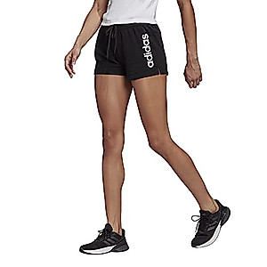 adidas Women's Essentials Slim Logo Shorts, Core Black/White, Medium