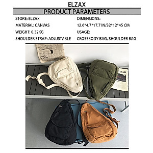 Canvas Sling Bag Backpack, Crossbody Shoulder Chest Bag with Adjustable Strap for Men Women Travel Hiking (White)