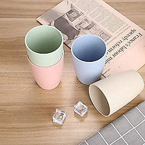 LuckyZone Wheat Straw Unbreakable Cup (12 oz) - Reusable Drinking Glasses Set of 5 - Dishwasher Safe Tumbler - BPA Free & Eco-Friendly (5Pcs)