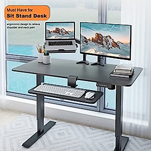 Rotating Keyboard Tray Under Desk - Klearlook PU Leather Keyboard Drawer Adjustable C Clamp,Ergonomic Mouse Keyboard Platform Extender,No Drilling,Easy Install Keyboard Stand,23.62"x 9.84"Inch-Black