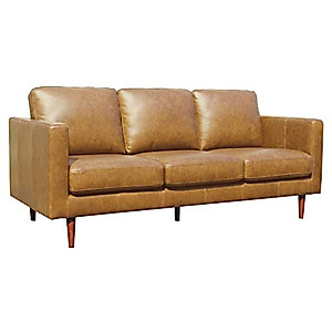 Amazon Brand – Rivet Revolve Modern Leather Sofa Couch, 80"W, Caramel