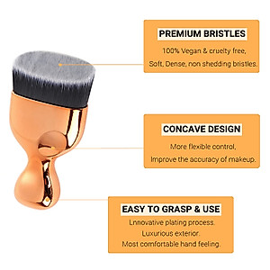 Angled Foundation Kabuki Brush High Density Face Body Kabuki Makeup Brush for Liquid Foundation Powder Cream Contour Buffing Stippling Blending (Gold)