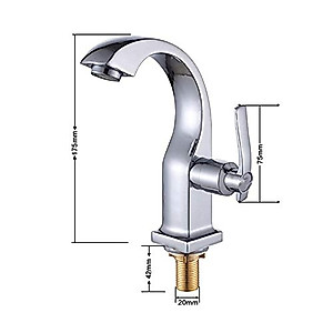 Faucet Chrome Plated Single Handle Bathroom Basin Faucet Deck Kitchen Faucet Single Hole Bathtub Single Cold Water Faucet Copper Alloy