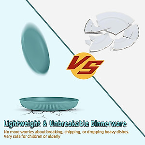 36 Piece Wheat Straw Dinnerware Sets for 4 people, Lightweight and Unbreakable Tableware Sets, Reusable Plates Bowls Cups for Travel Camping,Home Party Cutlery(Dishwasher Microwave Safe)