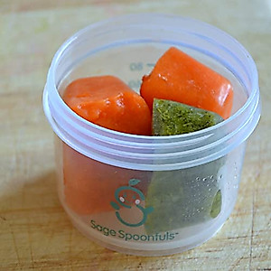 Sage Spoonfuls Baby Food Storage Containers, 6-Pack BPA-Free Plastic Baby Food Jars with Leakproof Lids, Made in The USA, Microwave-Safe, Dishwasher & Freezer-Safe, 4 Ounce Jars