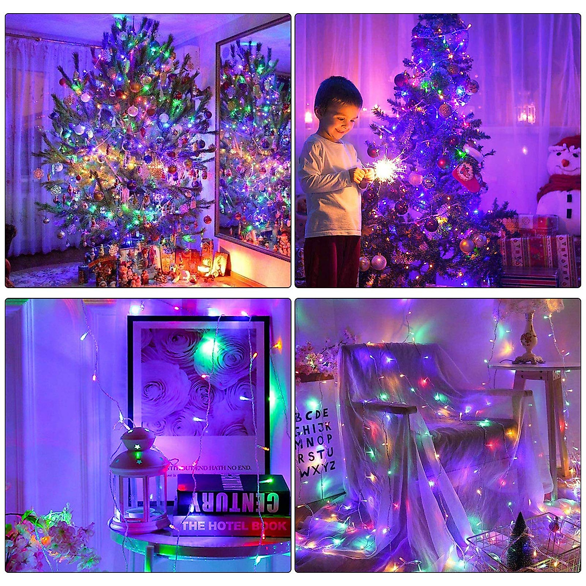 32.8FT 100 LED Indoor/Outdoor Fairy String Lights Plug in, Waterproof Christmas Lights with 8 Lighting Modes for Bedroom, Wedding, Party, Garden, Christmas Tree Decoration