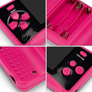 HigoKids Handheld Game for Kids Portable Retro Video Game Player Built-in 182 Classic Games 2.5 inches LCD Screen Family Recreation Arcade Gaming System Birthday Present for Children-Rose red