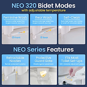 LUXE Bidet NEO 320 Blue and Elongated Toilet Seat Bundle