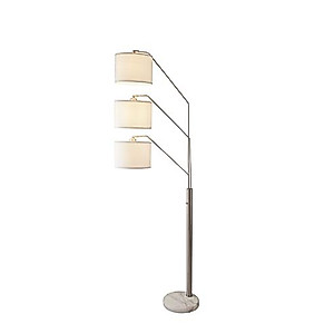 SH Lighting 83.5" Arc Tree Floor Lamp - Featrue 3 Hanging White Drum Fabric Shade with Adjustable Swing Arm and Marable Base - Great for Living Rooms, Bedrooms, or Arching Over Couches - 6949SN