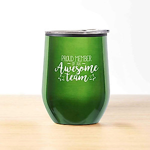 Cheersville 12oz Stainless Steel Wine Tumbler with Lid - Aqua Metallic 1 Pack - Making A Difference- Employee Appreciation and Team Motivation Thank You Gift Welcome to the Team Onboarding
