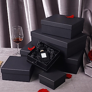 Giftilious Black Gift Boxes, a Set of 5 Gift Boxes with Lids for Presents, Pre-Wrapped Boxes for Gifts, Sturdy Present Box for Christmas, Birthdays, Anniversaries, Festivals or Special Celebration