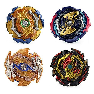 ROKK NOW Metal Fury | Bey Battle Burst Gyro Attack Metal Spinning Tops with Starter Battle Arena, Launchers & Includes 4 Battling Metal Gyro Blades for Adults & Children, Boys & Girls (26A)