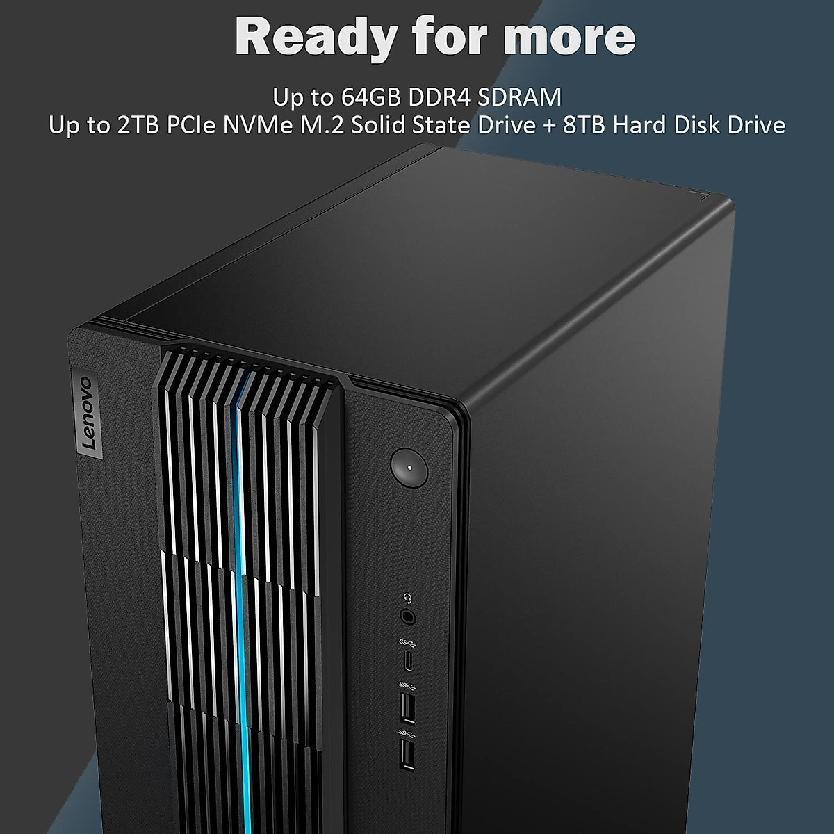 Lenovo IdeaCentre 5 Gaming Desktop, Intel Core i7-12700 Processor, Geforce RTX 3060, 32GB RAM, 2TB PCIe SSD + 4TB 3.5" HDD, Wi-Fi 6, HDMI, DisplayPort, Windows 11 Home, Black