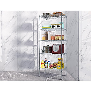 5-Tier Metal Wire Shelving Unit Tall Shelf Storage Rack NSF Certified Storage Shelves 500 Lbs Capacity Standing Utility Shelf for Laundry Kitchen Pantry Garage Organization Snack Shelf