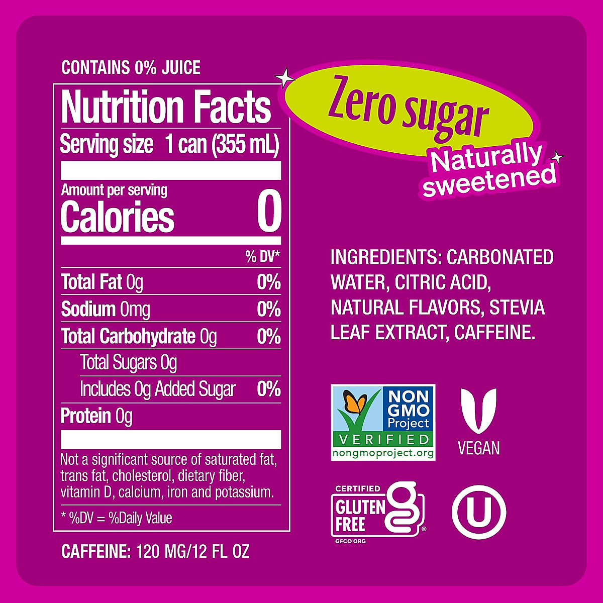 Zevia Zero Calorie Energy Drink, Raspberry Lime, 12 Ounce Cans (Pack of 12)