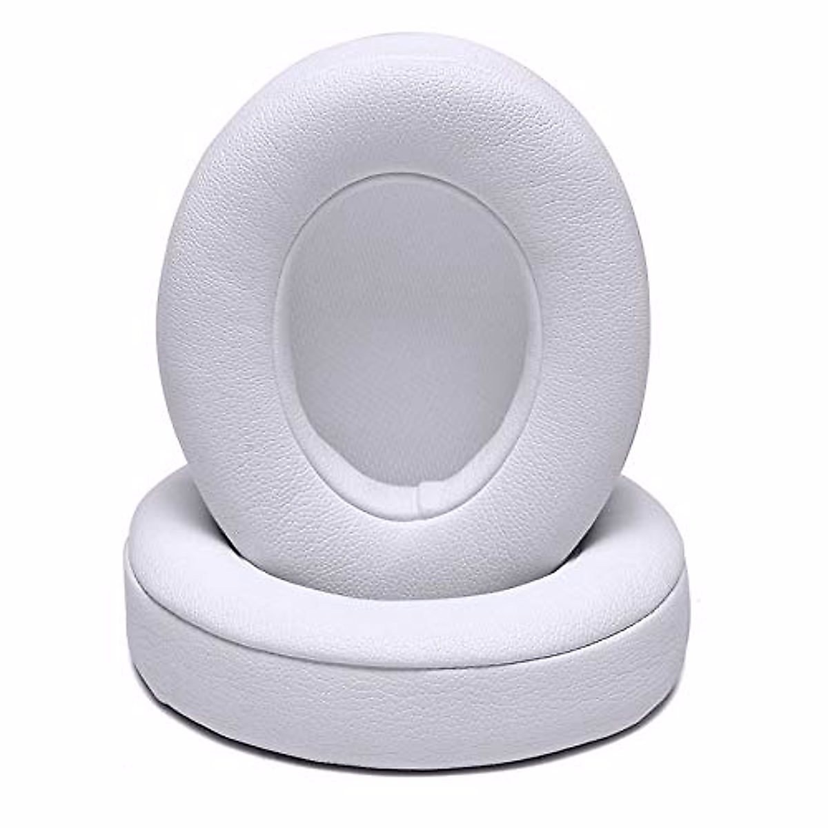 Replacement Memory Foam Ear Pads for Beats Headphones, Leather-Covered Ear Cushions Compatible for Solo 2 & 3 Wireless On-Ear Headphones (White)